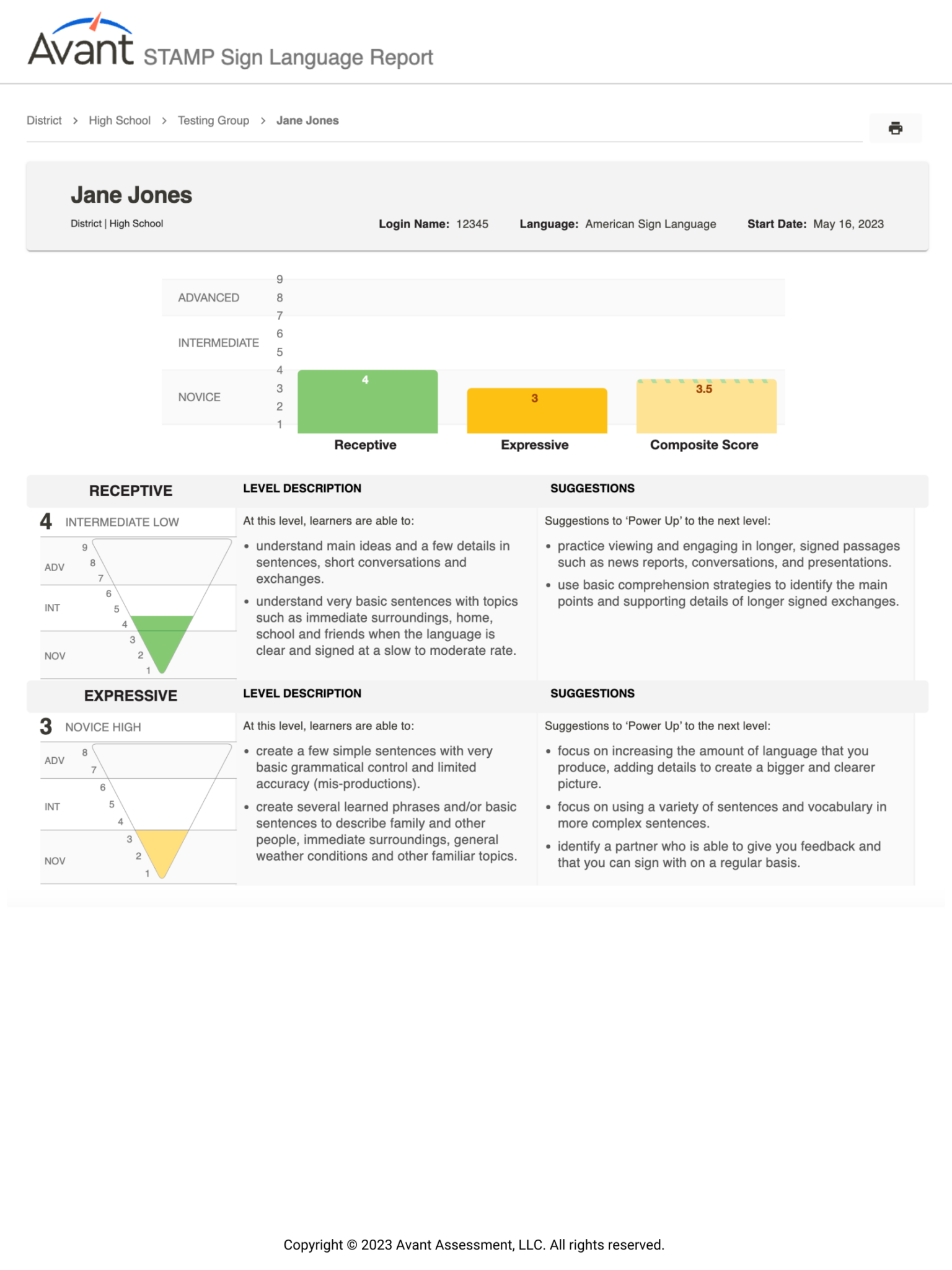 STAMP Reporting Guide | Avant Assessment