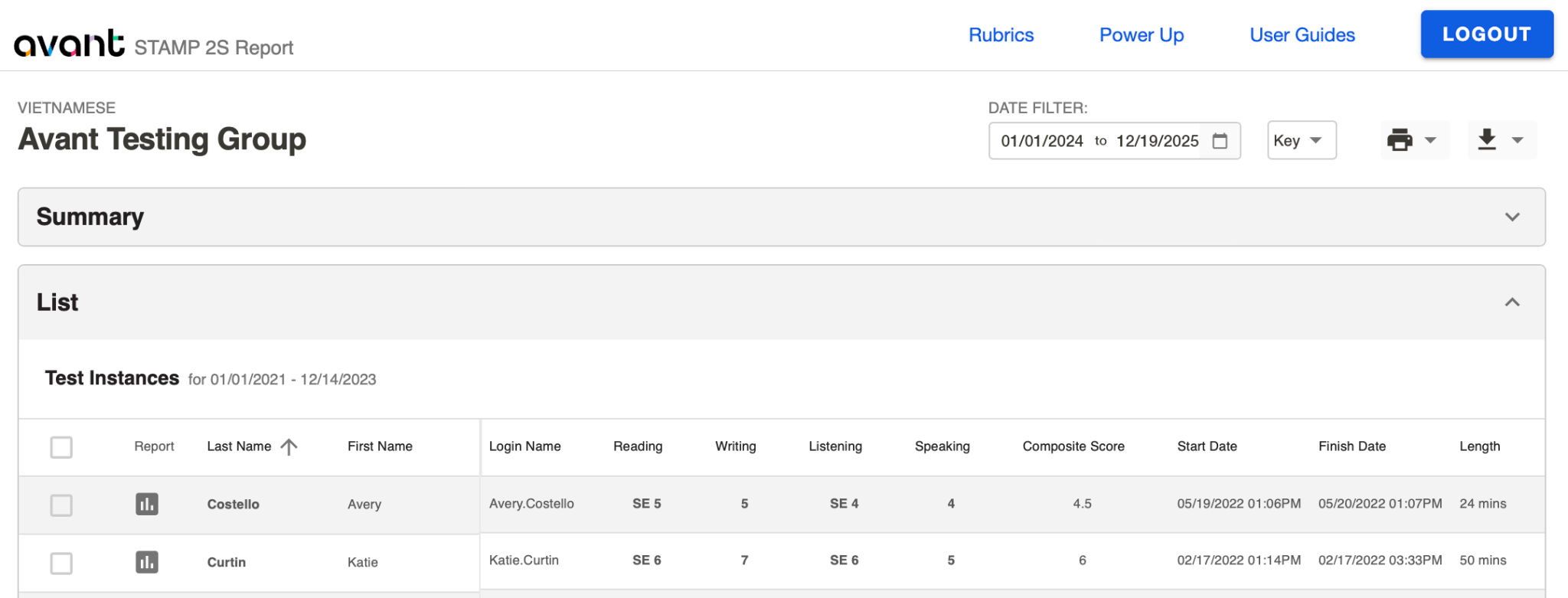 STAMP WS Reporting Guide | Avant Assessment